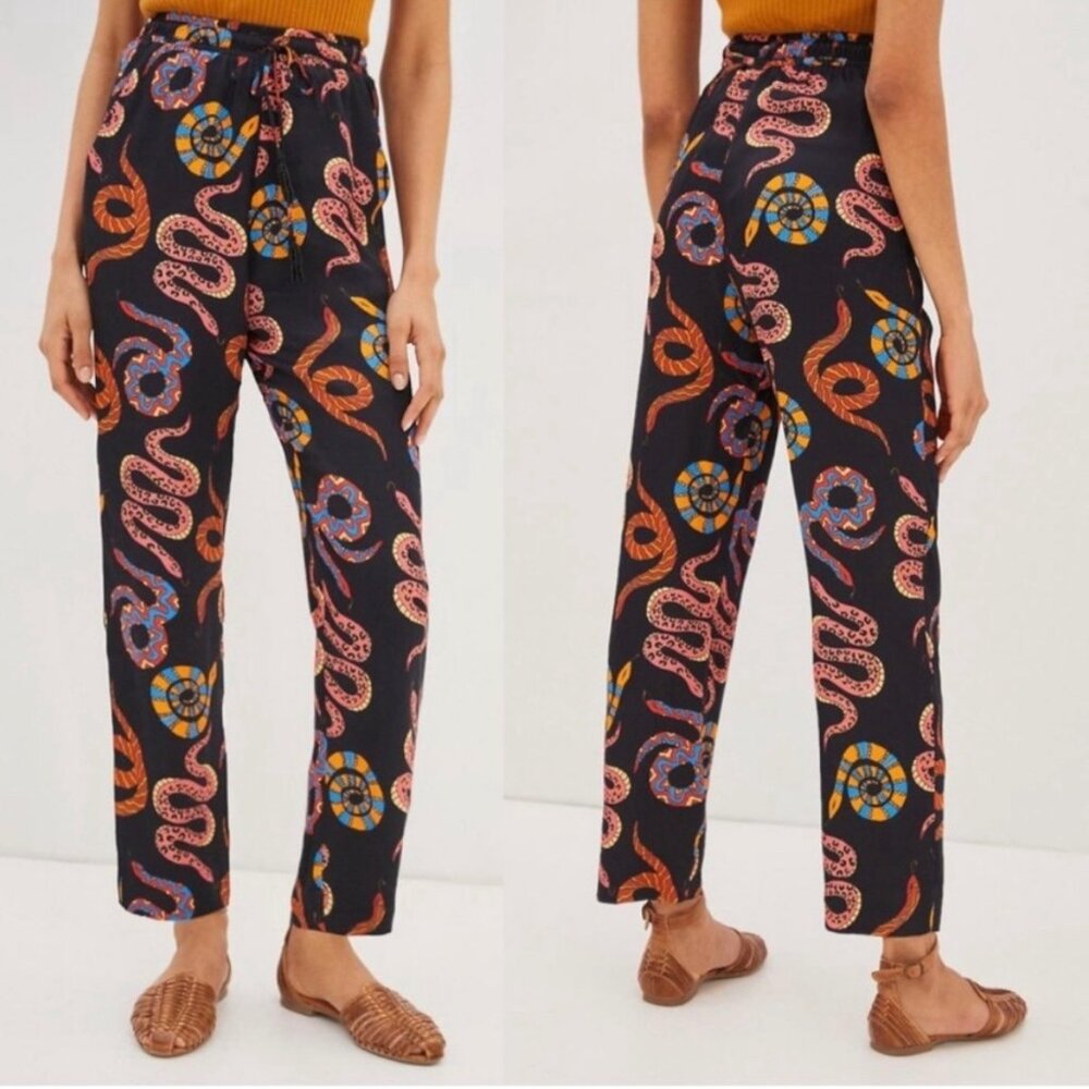 Farm Rio Serpentine Snake Pants Size Large Tassel Bea… - Gem